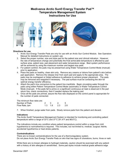 Medivance Arctic Sun® Energy Transfer Pad ... - elan-med