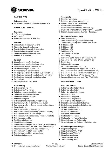 Spezifikation CG14 - Scania