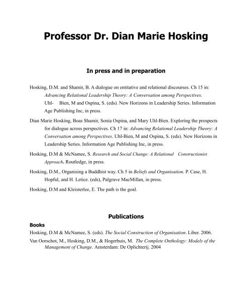 Professor Dr. Dian Marie Hosking - Relational constructionism