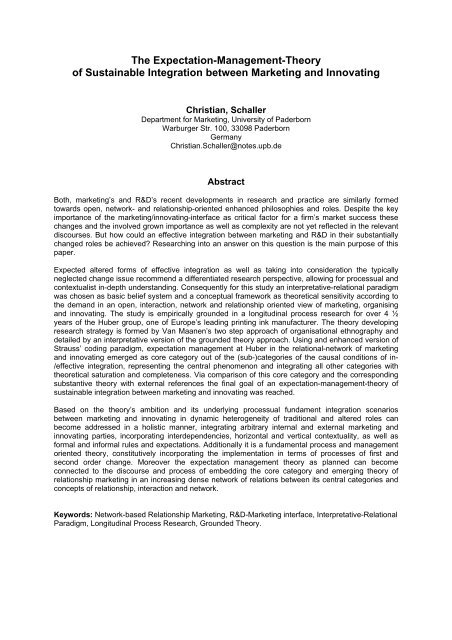 The Expectation-Management-Theory of Sustainable ... - IMP Group