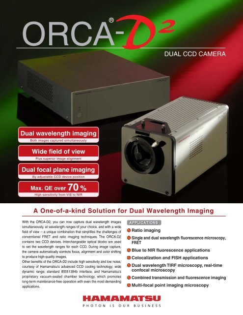 DUAL CCD CAMERA ORCA-D2 - Hamamatsu Photonics