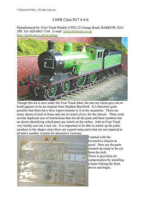 LNER Class D17 4-4-0