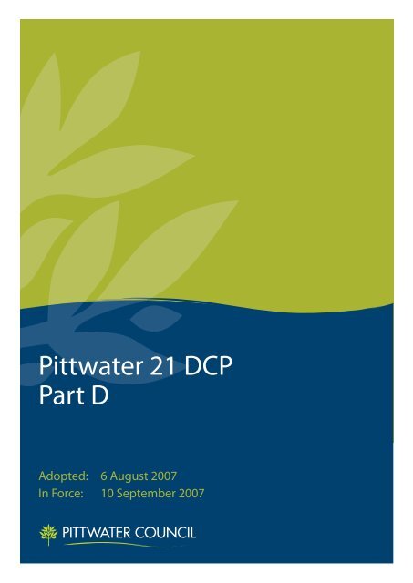 P21-DCP Volume 3 - Part D Locality Specific - Pittwater Council