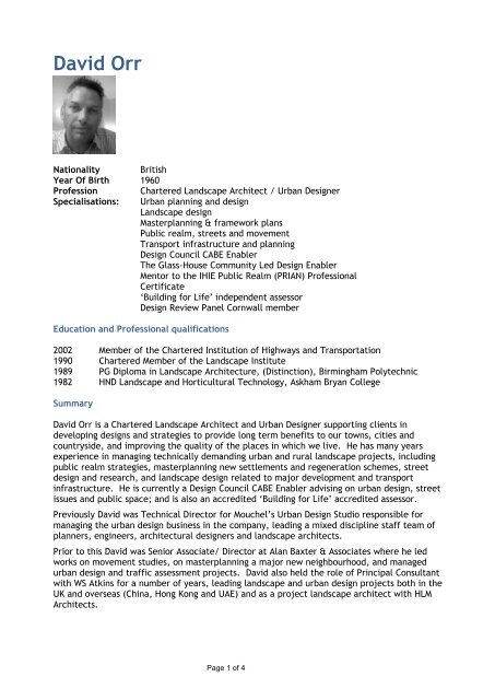 CV Data Template - David Orr Consulting