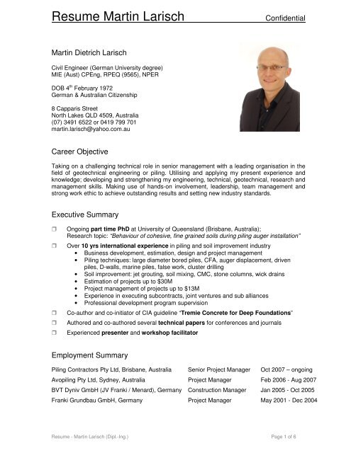 Resume Martin Larisch - University of Queensland