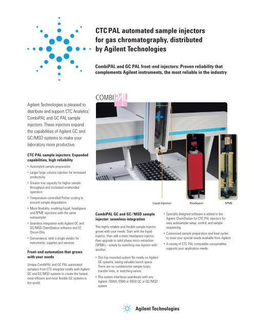CTC PAL automated sample injectors for gas chromatography ...