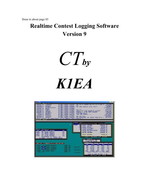 Realtime Contest Logging Software Version 9 - CT by K1EA