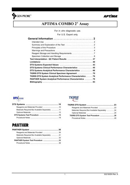 APTIMA COMBO 2 Assay Package Insert - Gen-Probe, Inc.