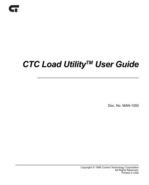 CTC Load Utility User Guide - Control Technology Corporation