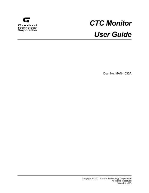 CTC Monitor User Guide - Control Technology Corporation