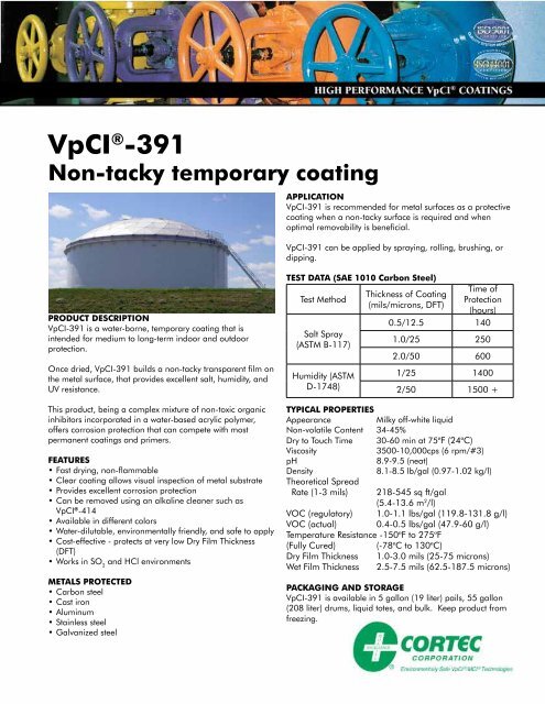 VpCI®-391 Non-tacky temporary coating
