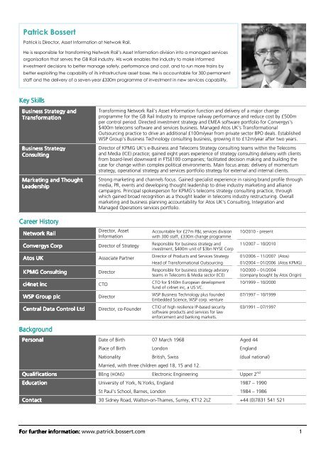 Patrick Bossert CV