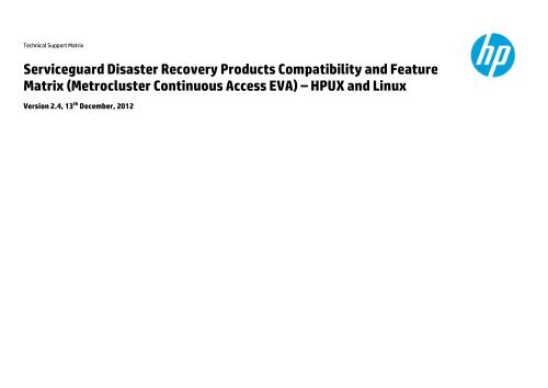 Serviceguard Disaster Recovery Products ... - Hewlett Packard