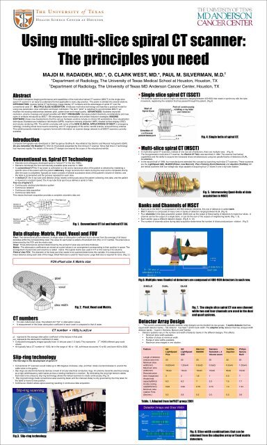 Using multi-slice spiral CT scanner - Texas Medical Center