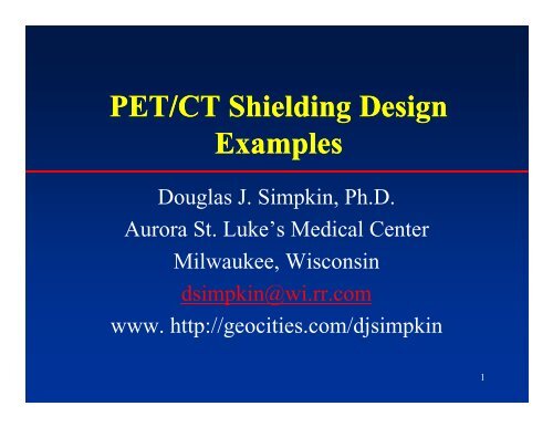 PET/CT Shielding Design Examples - Radiation Shielding for ...