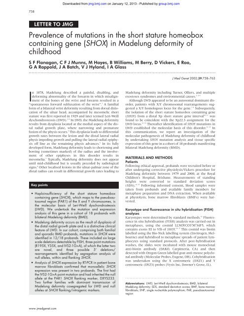 (SHOX) in Madelung deformity of childhood - Journal of Medical ...