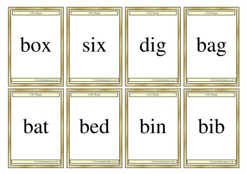 56 CVC Word Cards - Galactic Phonics