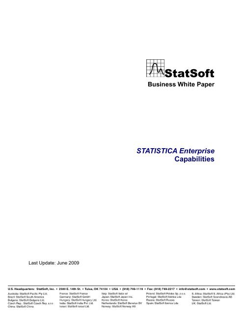 Example 1 Database Integration Capabilities Statsoft