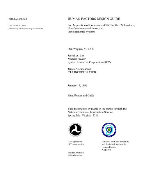 Human Factors Design Guide - FAA Human Factors