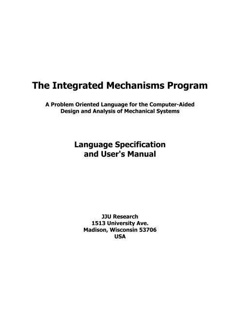 The Integrated Mechanisms Program - University of Wisconsin ...