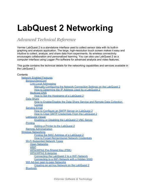 LabQuest 2 Networking Advanced Technical - Vernier Software