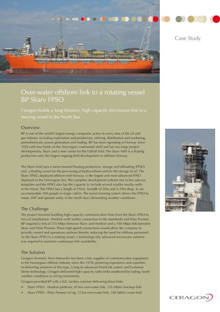 Over-water offshore link to a rotating vessel BP Skarv FPSO - Ceragon