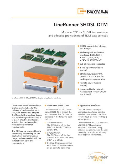 Data Sheet LineRunner SHDSL DTM - KEYMILE