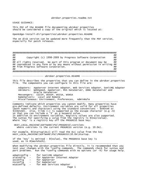 Ubroker Properties Readme - Product Documentation Overview ...