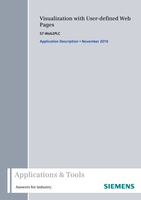 Visualization with User-defined Web Pages - Siemens