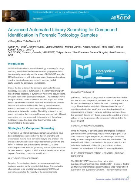 Application Note: Advanced Automated Library ... - AB Sciex