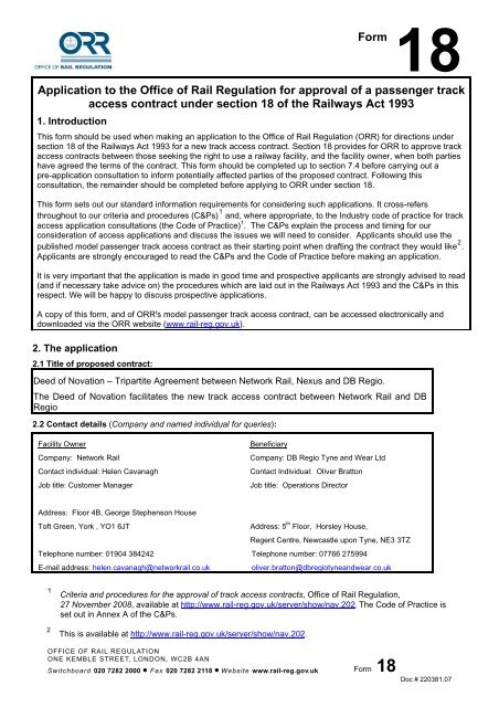 1 Application form - Network Rail