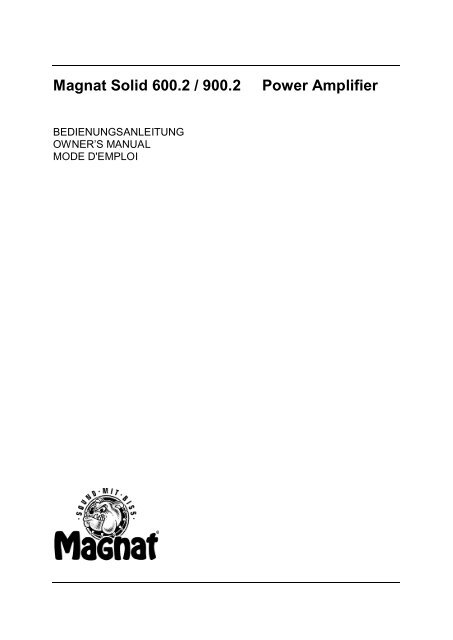 Magnat Solid 600.2 / 900.2 Power Amplifier