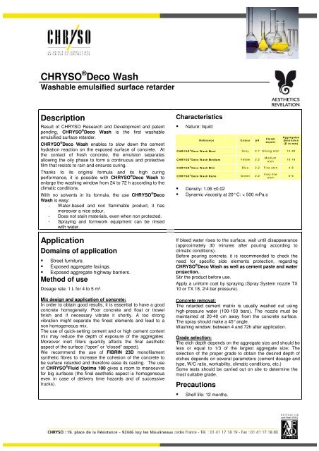 Technical Data Sheet CHRYSO®Deco Wash