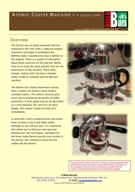 Atomic Coffee Machine A Quick Look - Bella Barista