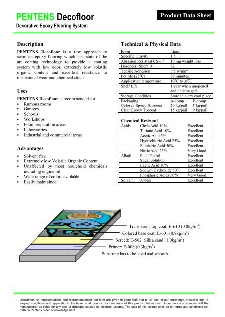 Product Data Sheet - Pentens