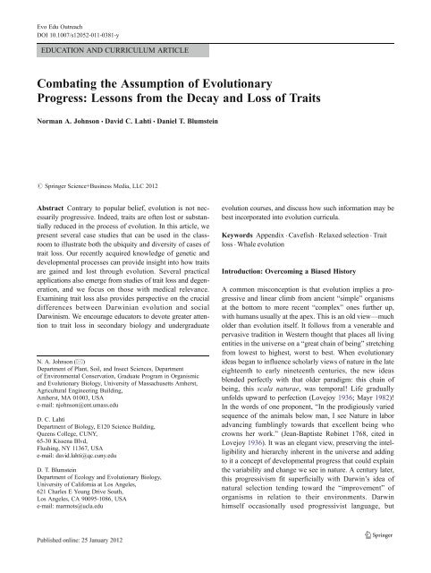 Lessons from the Decay and Loss of Traits