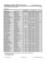 Plants Native Plant Nursery Price List