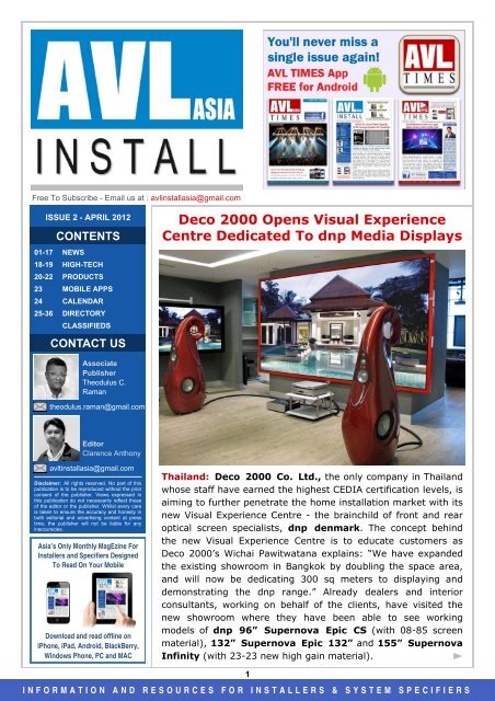 AVL INSTALL ASIA - Issue 02 - Get a Free Blog