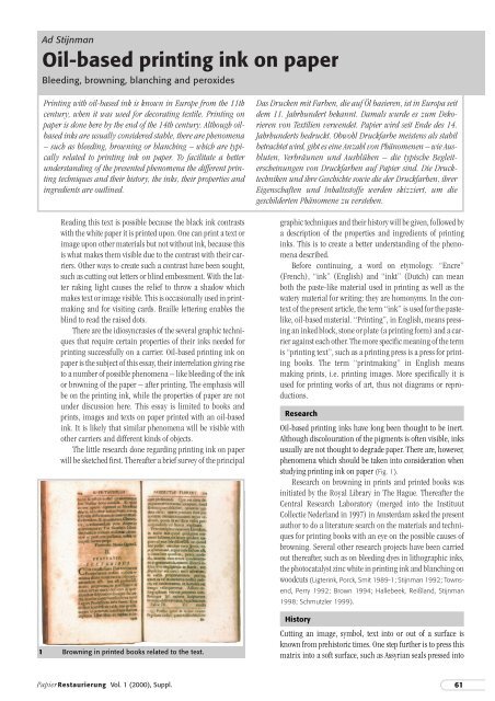 Oil-based printing ink on paper - CoOL