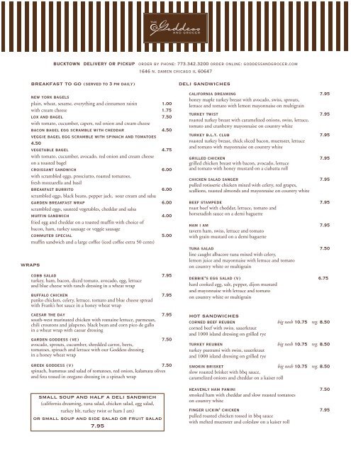 Download Menu - The Goddess and Grocer