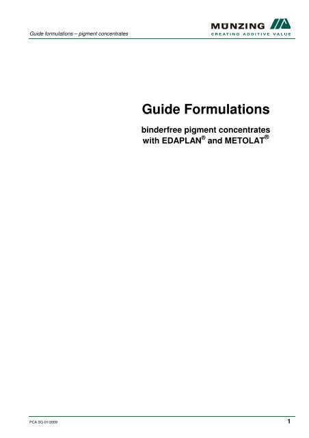 Guide Formulations - Munzing