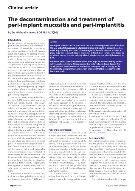 The decontamination and treatment of peri-implant mucositis and ...