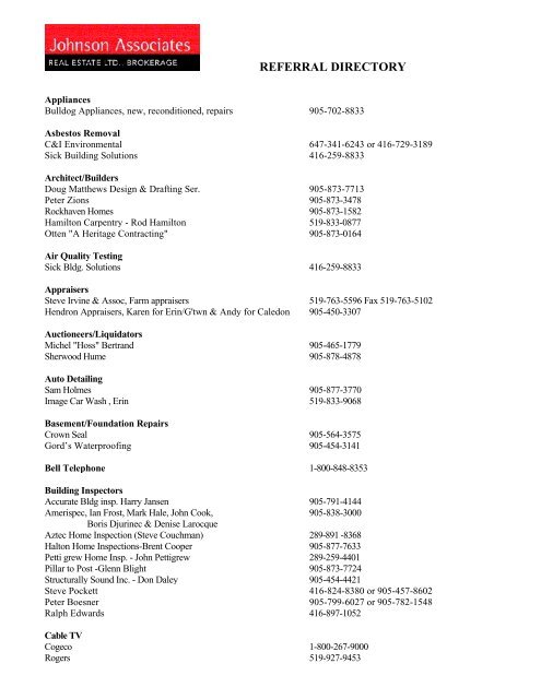 REFERRAL DIRECTORY