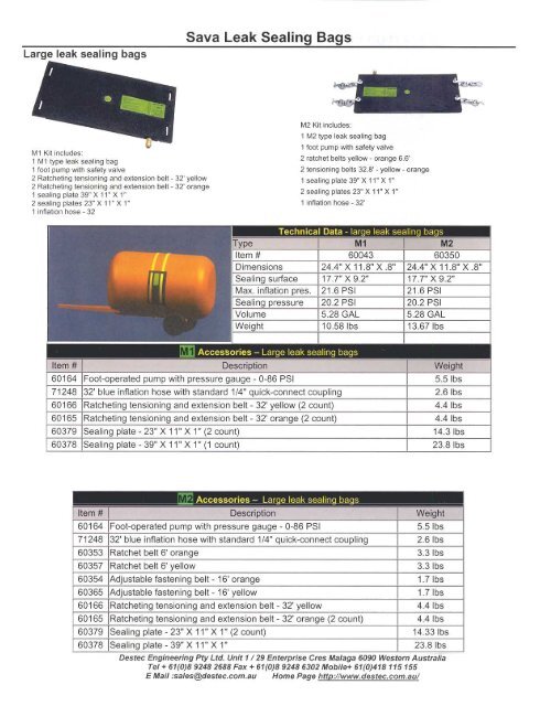 Sava Leak Sealing Bags - Destec Engineering