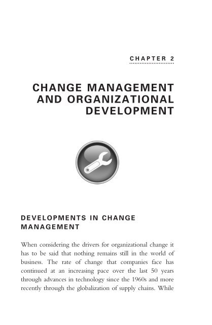 CHANGE MANAGEMENT AND ORGANIZATIONAL DEVELOPMENT