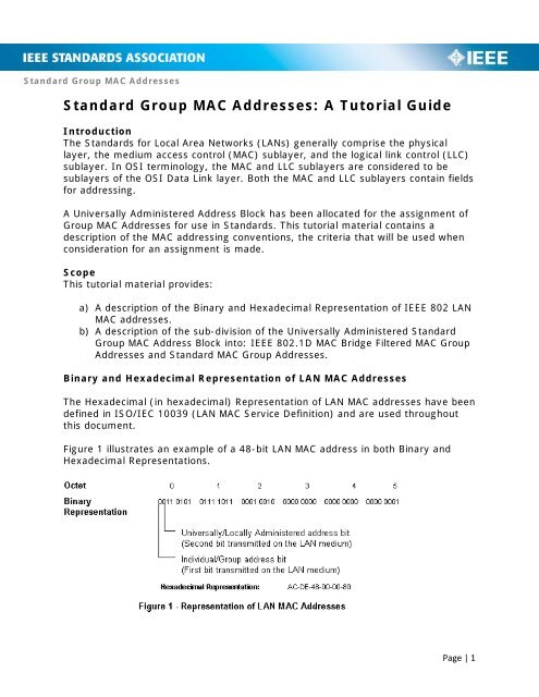 Standard Group MAC Addresses: A Tutorial Guide - IEEE