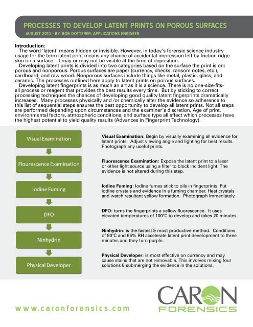 Processes to Develop Latent Prints on Porous ... - Caron Products