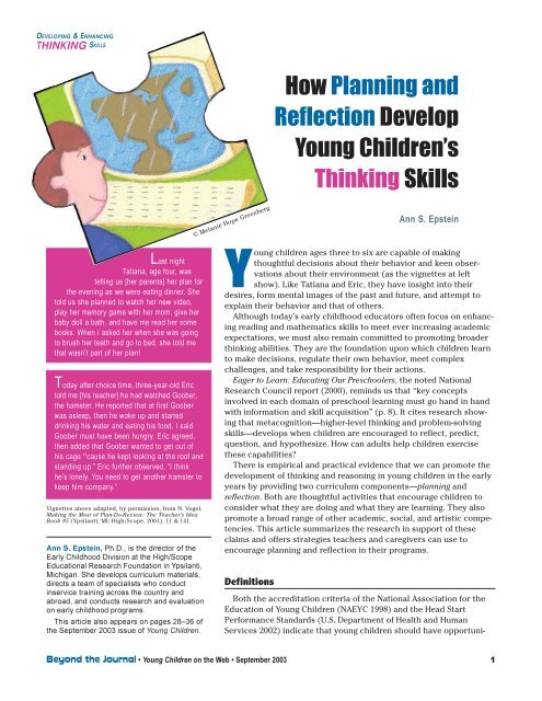 How Planning and Reflection Develop Young Children's Thinking ...