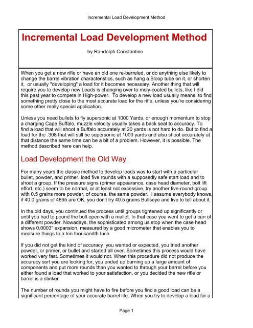 Incremental Load Development Method - Arizona Desert ...