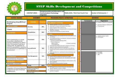 STEP Skills Development and Competitions - DepEd